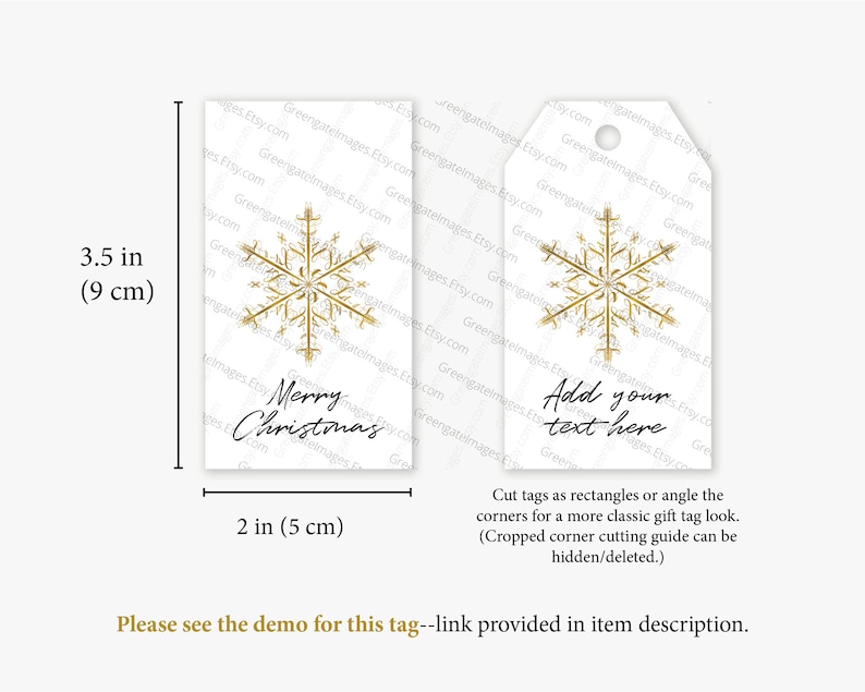 Gold Snowflake Gift Tags PRINTABLE Template That You Edit on - Etsy