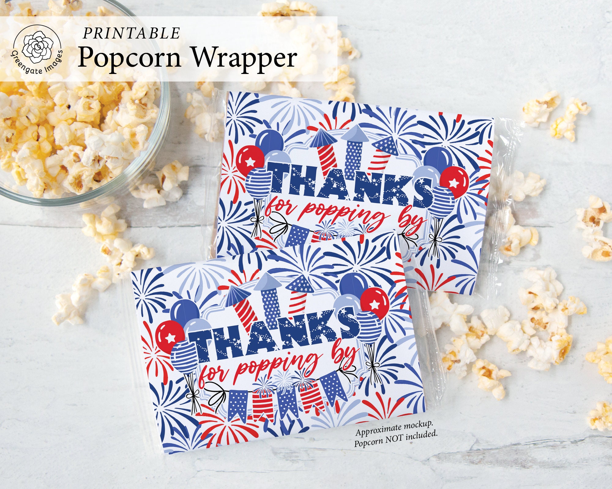Patriotic Popcorn Wrapper - PRINTABLE Microwave Popcorn Wrapper That's ...