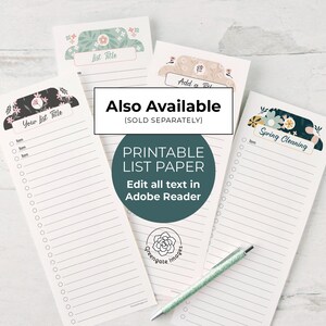 Printable List Paper - Editable/fillable Instant Download PDF. To-do ...