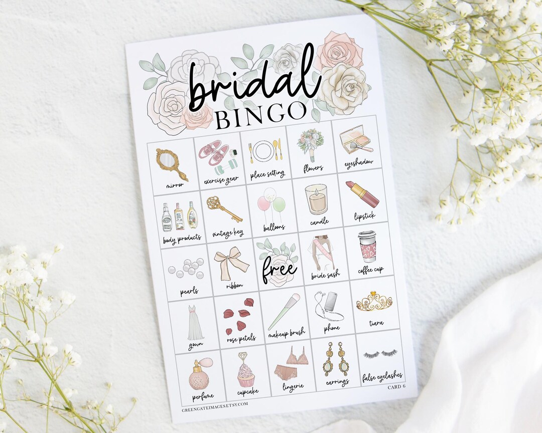 Bridal Bingo - 50 PRINTABLE Unique Cards. Pretty, Neutral Design for ...
