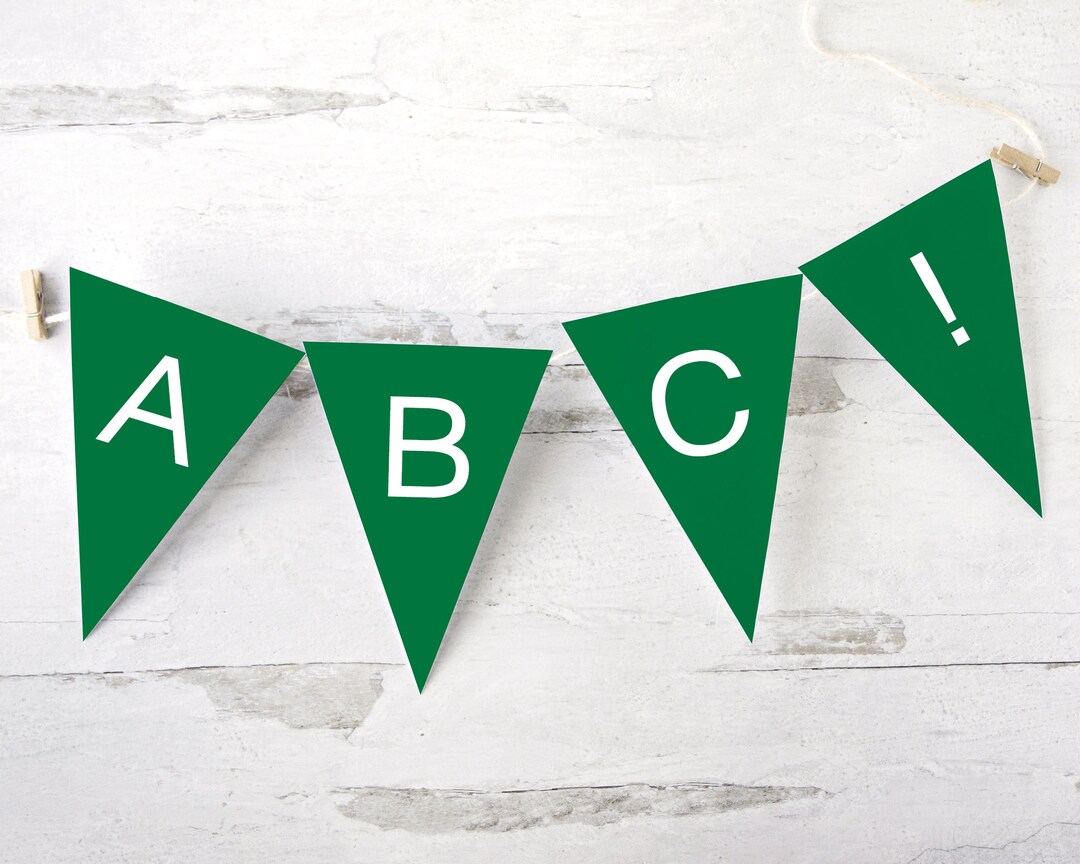Green Letter Banner - PRINTABLE, Editable Banner PDF. Instant Digital ...