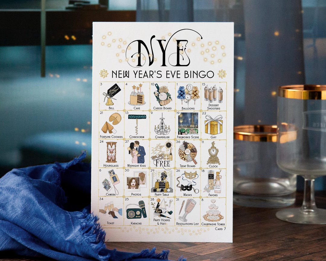 New Year's Eve Bingo Cards - 50 PRINTABLE Cards for Instant Download ...