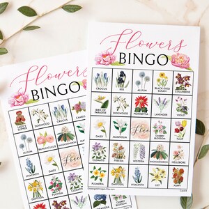 Flower Bingo Cards: Printable Bingo 50 Cards Senior Citizen | Etsy