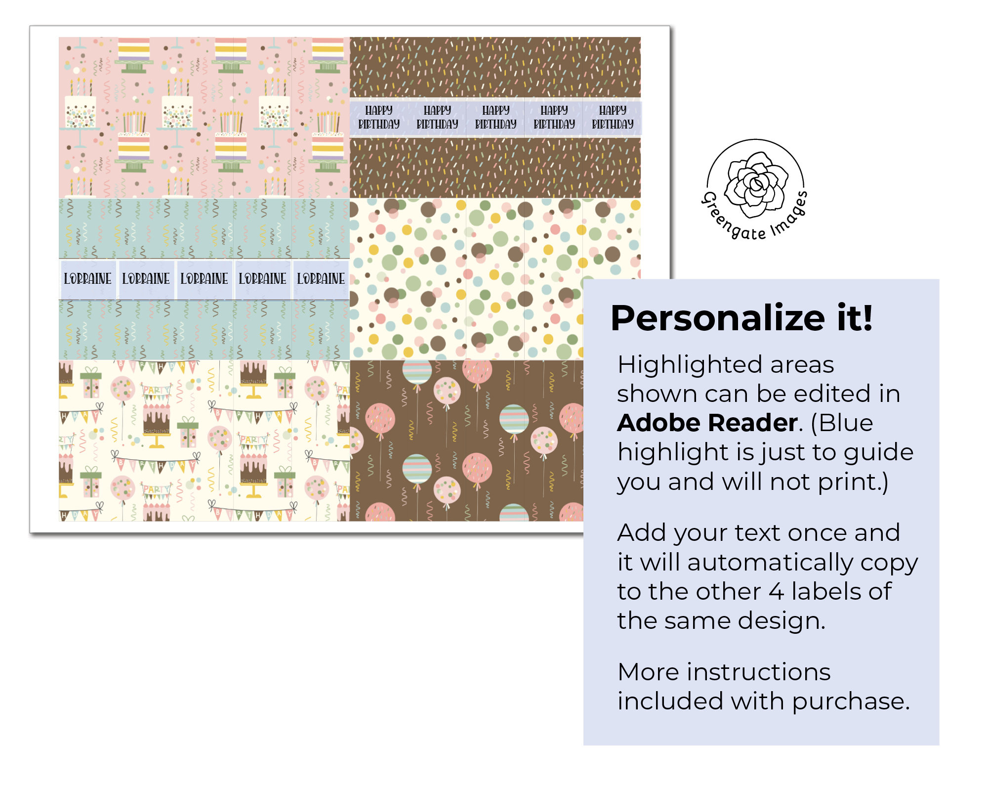 Birthday Nugget Wrappers - Printable/fillable PDF Download for Wrapping ...