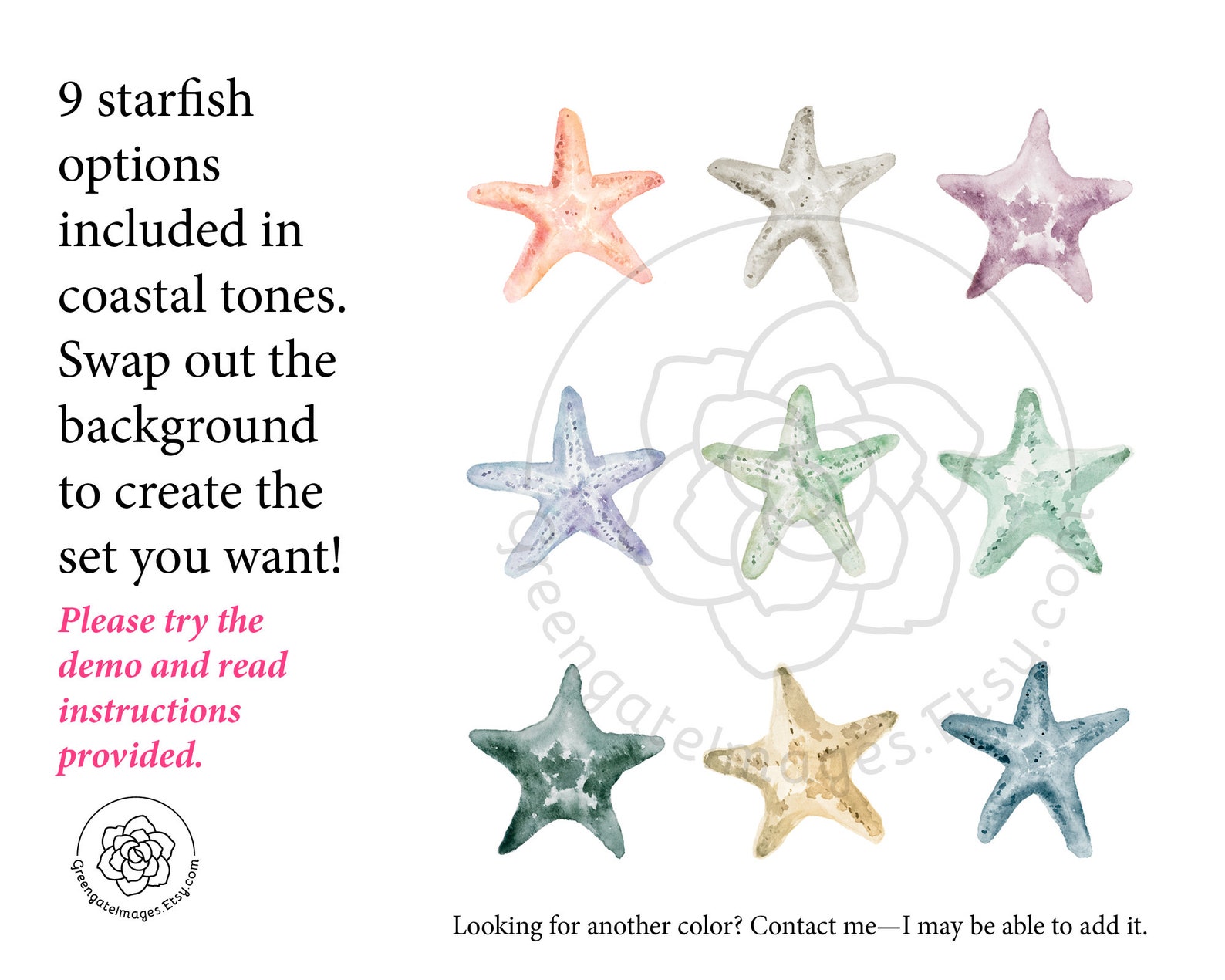 Starfish Gift Tags - Printable Gift Tag, Editable Corjl, Favor Bag Tag ...