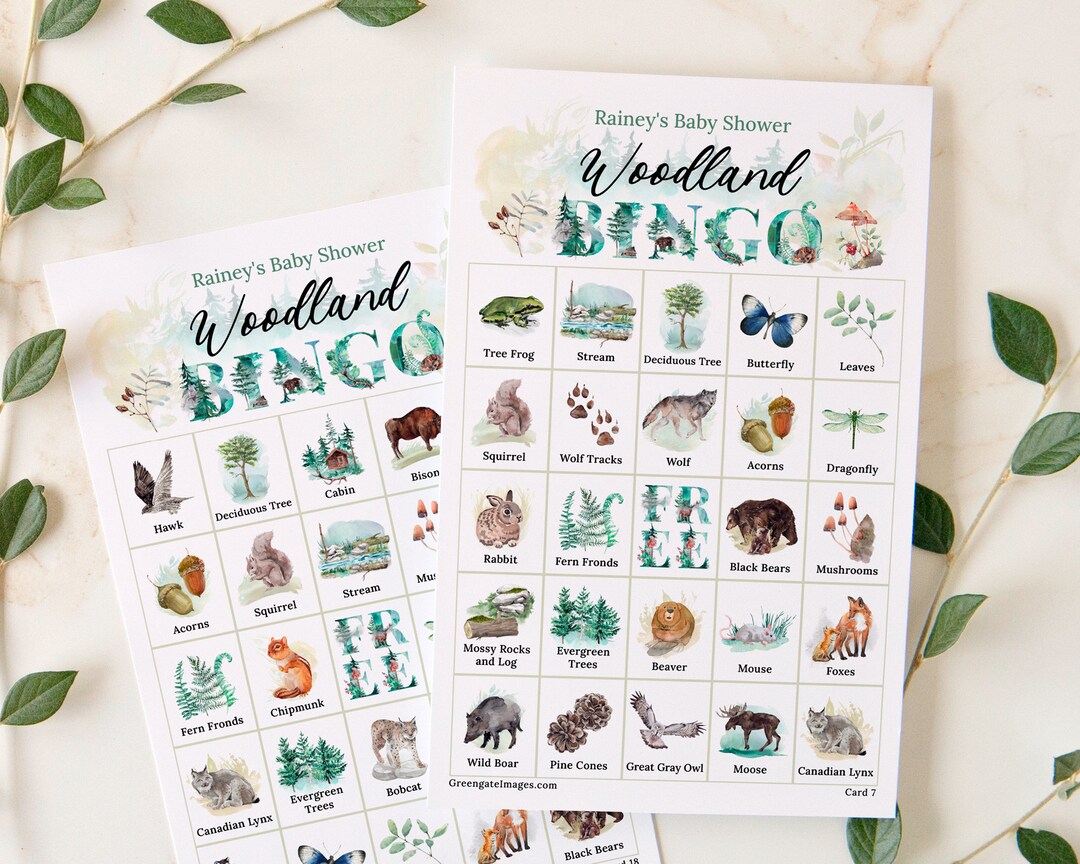 Woodland/forest Bingo - 50 PRINTABLE Unique Cards, Game Idea, Great ...