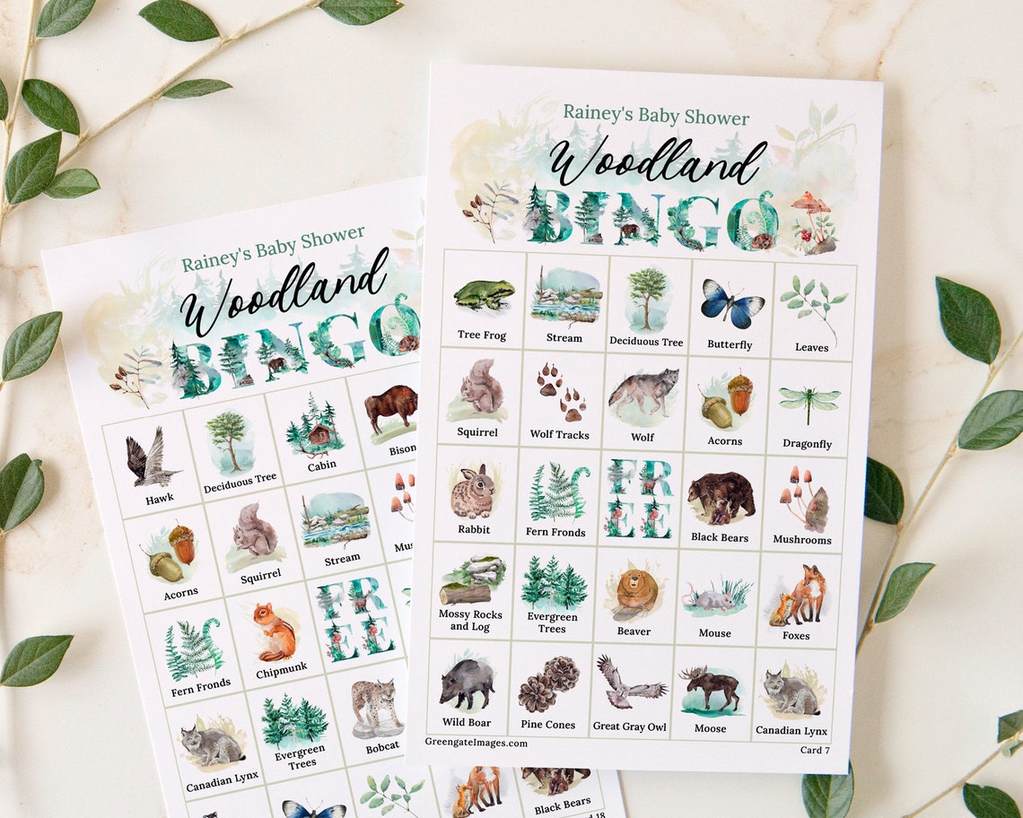 Woodland/forest Bingo 50 PRINTABLE Unique Cards Game Idea - Etsy