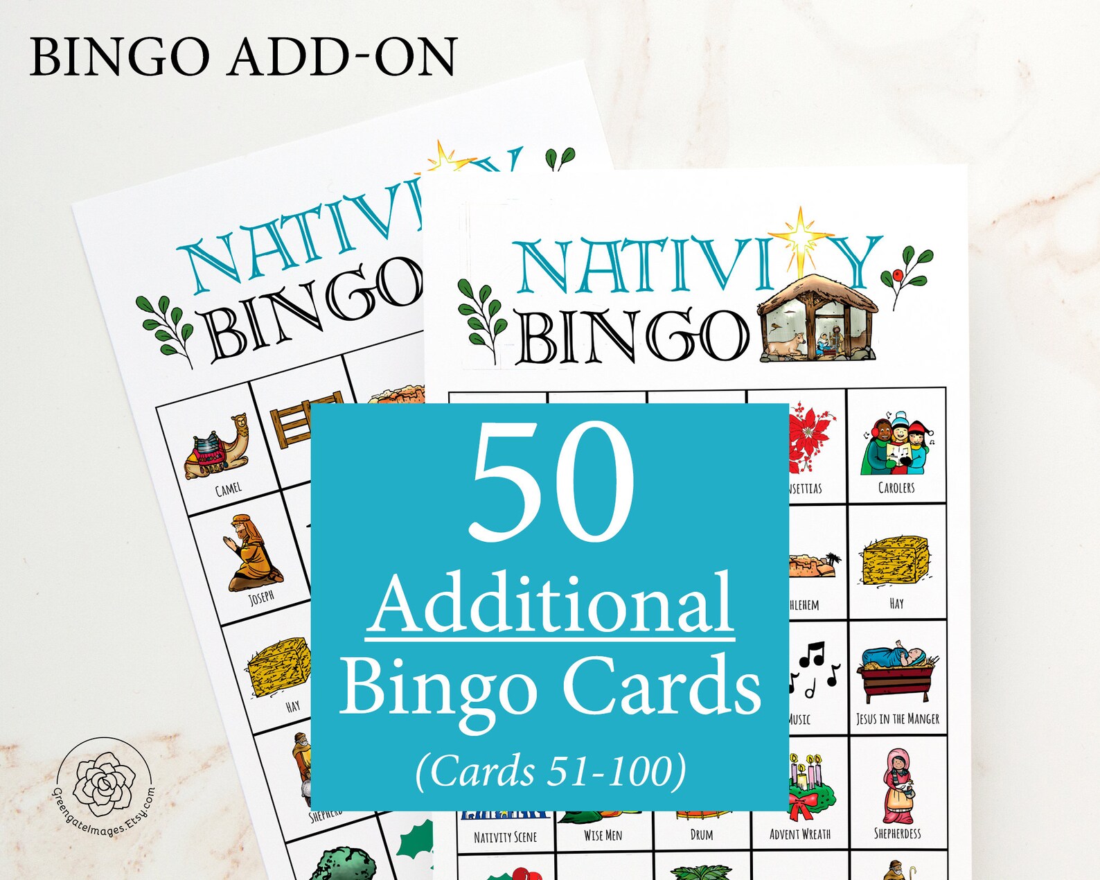 ADD-ON: 50 Additional Nativity Bingo Cards numbered 51-100 | Etsy