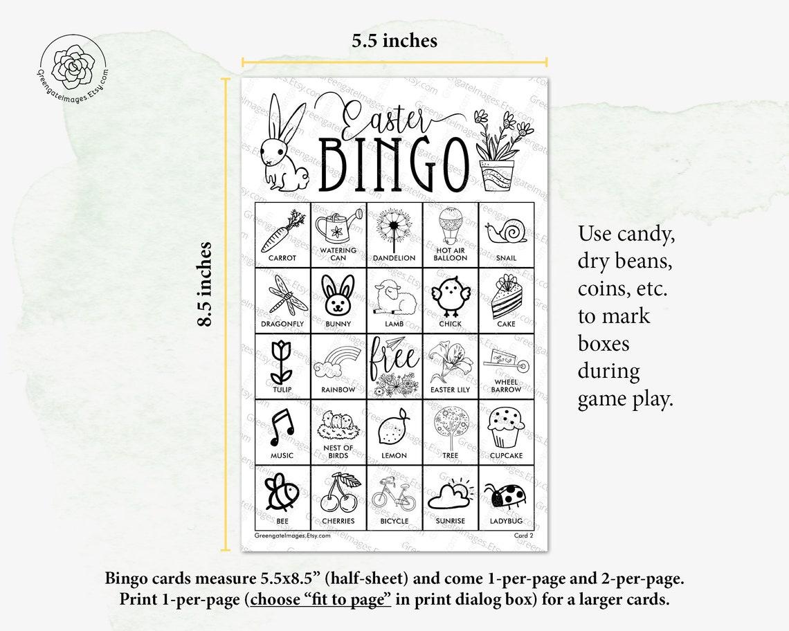 Easter Bingo Cards: Printable Bingo Cards Black and White 50 | Etsy