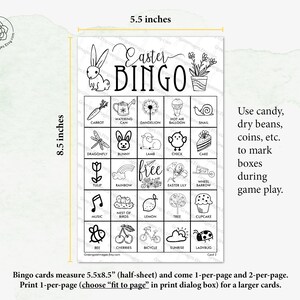 Easter Bingo Cards: Printable Bingo Cards, Black and White, 50 Cards ...