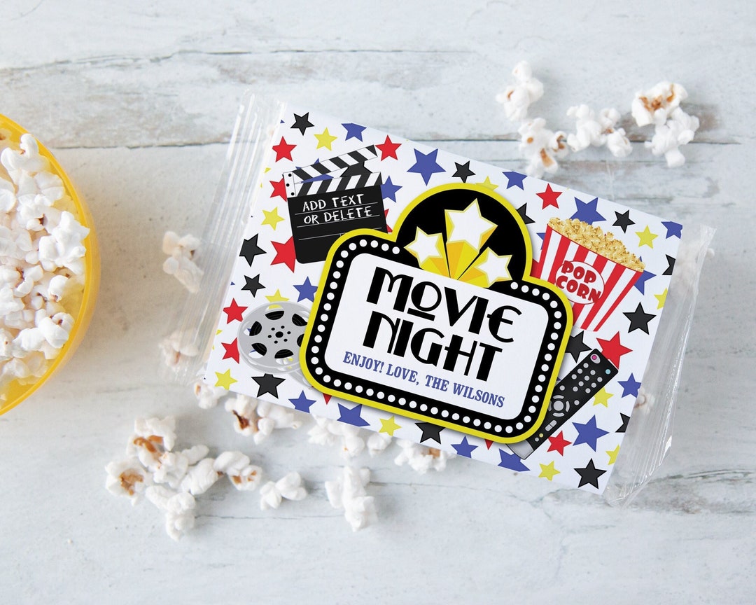 Movie Night Popcorn Wrapper PRINTABLE Microwave Popcorn Wrapper That ...