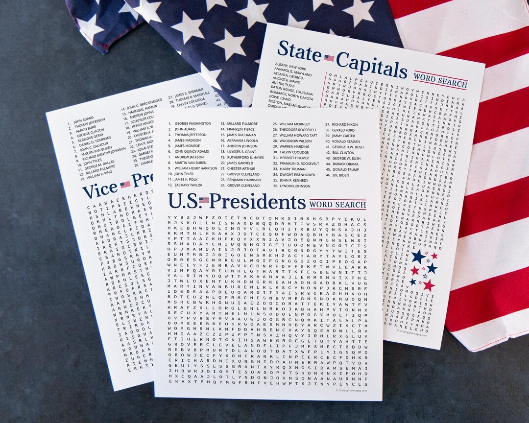 US Word Search Bundle - PRINTABLE Word Find Pages. Instant Download PDF ...
