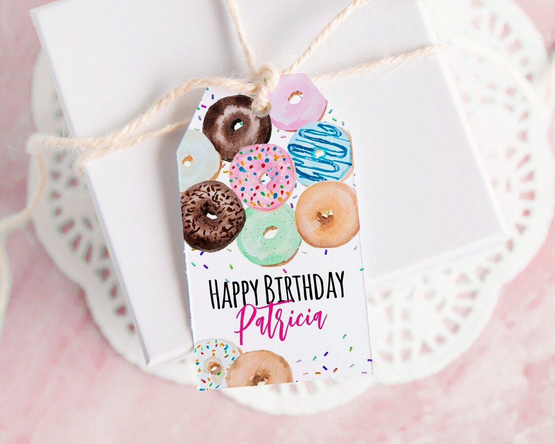 Donut Gift Tag - PRINTABLE Digital Download. Edit in Corjl. Favor Bag ...