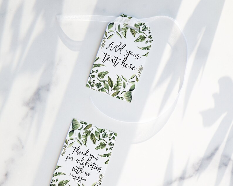 Tropical Greenery Gift Tag Printable gift tag favor tag | Etsy