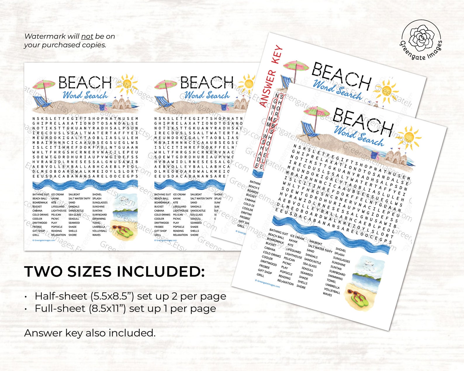 Beach Word Search - PRINTABLE Downloadable Activity. Fun Word Find ...