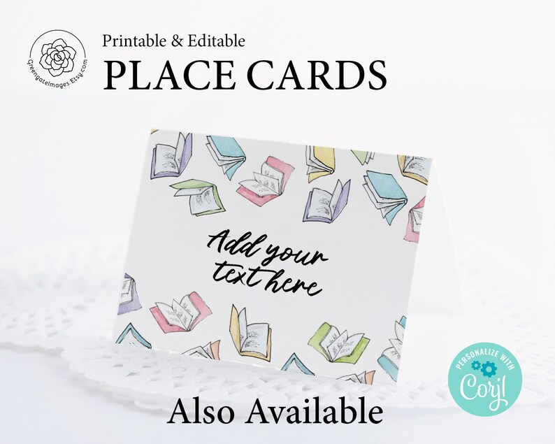 Book Gift Tag Printable Gift Tag Favor Tag Hang Tag Edit - Etsy