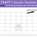 11x17 Calendar Template Editable Landscape Calendar, Any Month, A3 ...