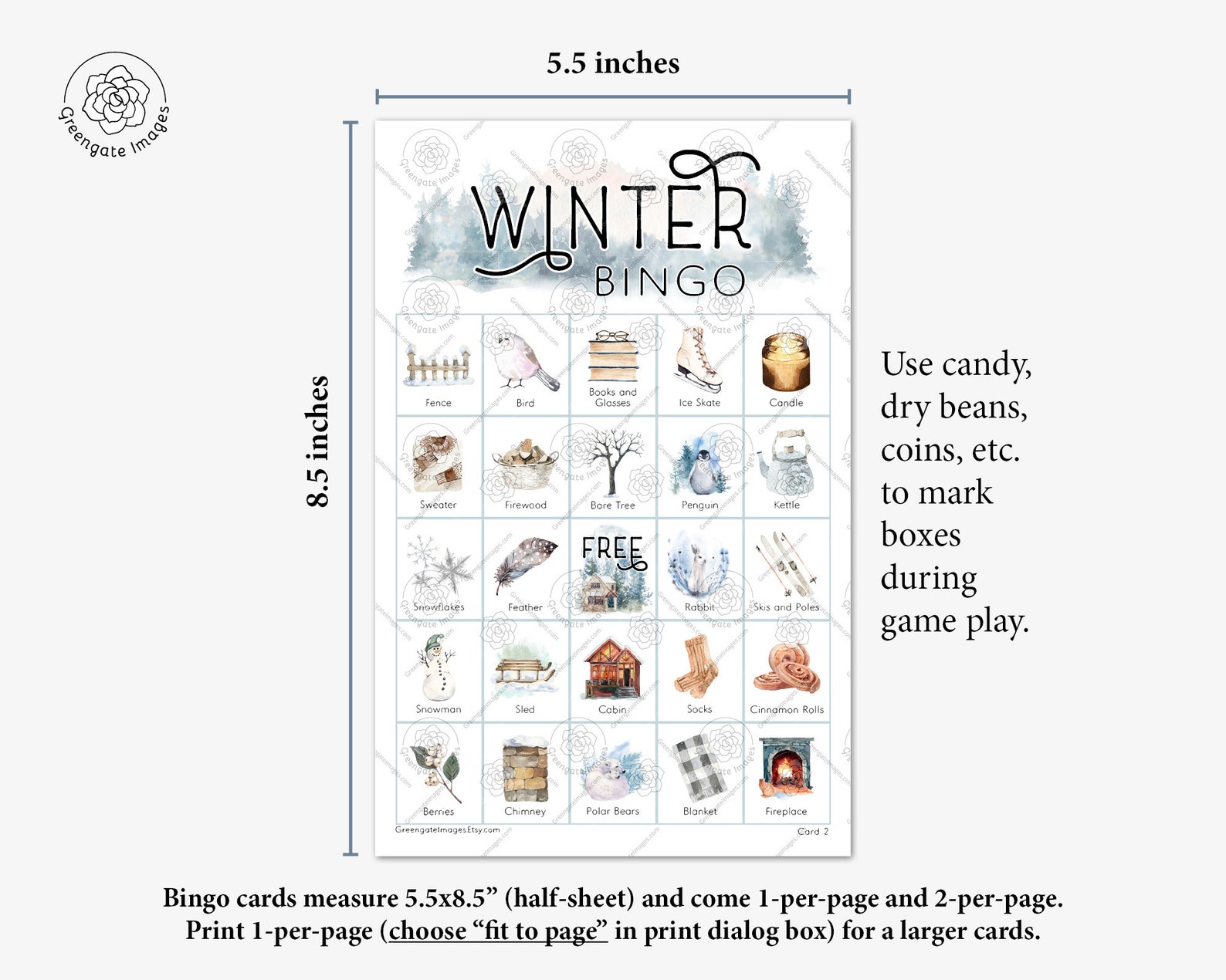 Winter II Bingo Cards: Printable Bingo 50 Cards Senior - Etsy