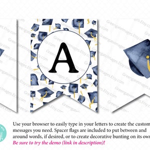 Graduation Message Banner - Printable Bunting, Editable Corjl, Custom ...