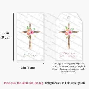 Cross Gift Tags - Printable Gift Tags, Cross Flowers, Editable Corjl ...