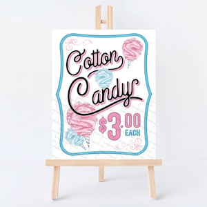 Cotton Candy Sign - PRINTABLE Corjl 8.5x11" Sign Template. Pink & Blue ...