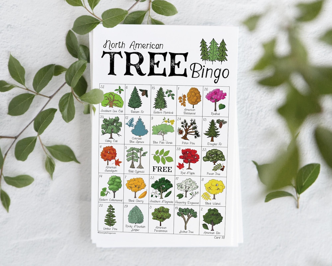 Tree Bingo - 50 PRINTABLE, Unique Bingo Cards. Instant Digital Download ...
