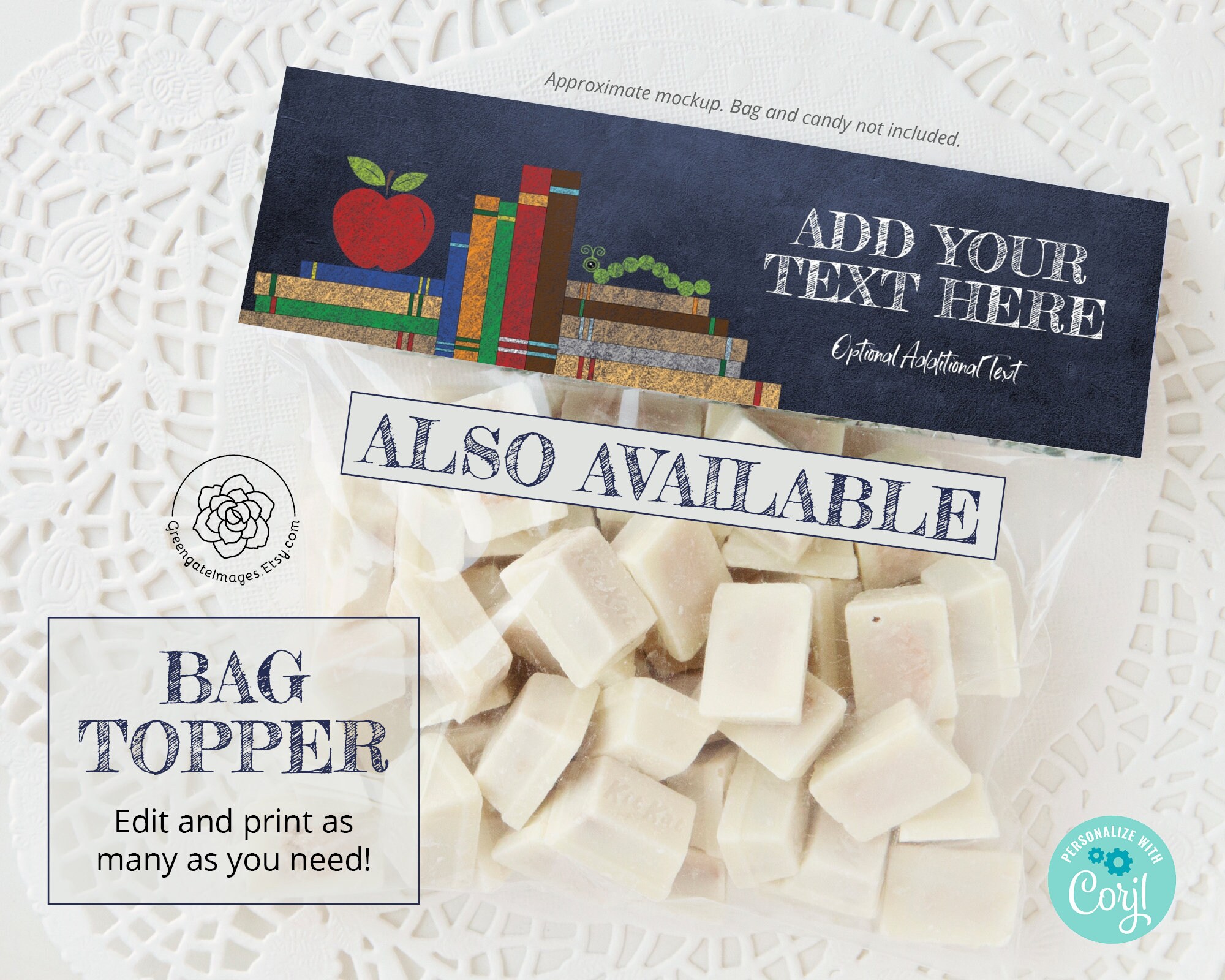 6.5" School Bag Topper Template - PRINTABLE Goody Bag, Foldover Label ...