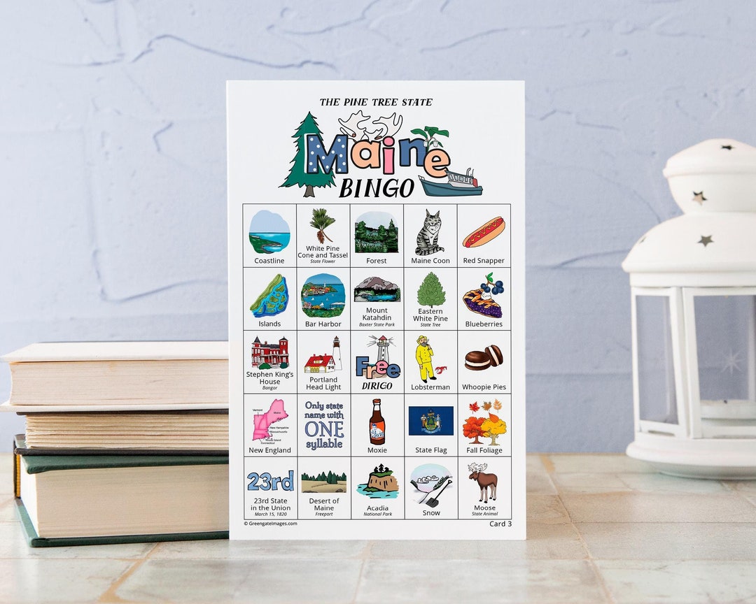 Maine Bingo Cards - 50 PRINTABLE Unique Cards Download Instantly. Fun ...