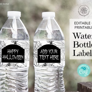 Spiderweb Halloween Water Bottle Label Printable Corjl - Etsy