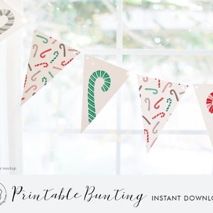 Candy Cane Bunting - PRINTABLE Banner, Instant Download, Christmas ...