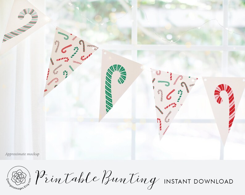 Candy Cane Bunting PRINTABLE Banner Instant Download - Etsy