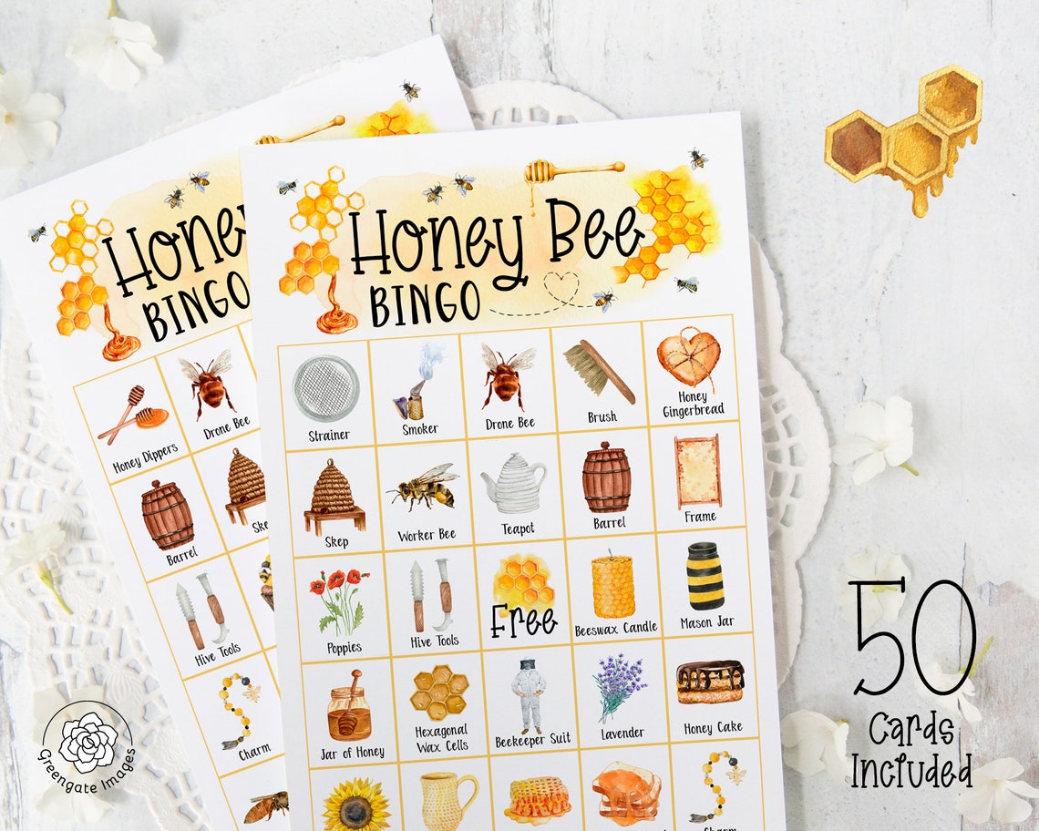 Honey Bee Bingo 50 PRINTABLE Unique Cards Game Idea - Etsy