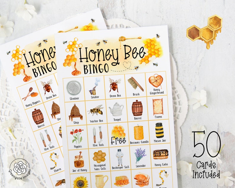 Honey Bee Bingo 50 PRINTABLE Unique Cards Game Idea - Etsy