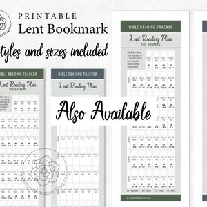 Lent Bookmark Bible Tracker - Printable Bookmark, Lenten Reading Plan ...