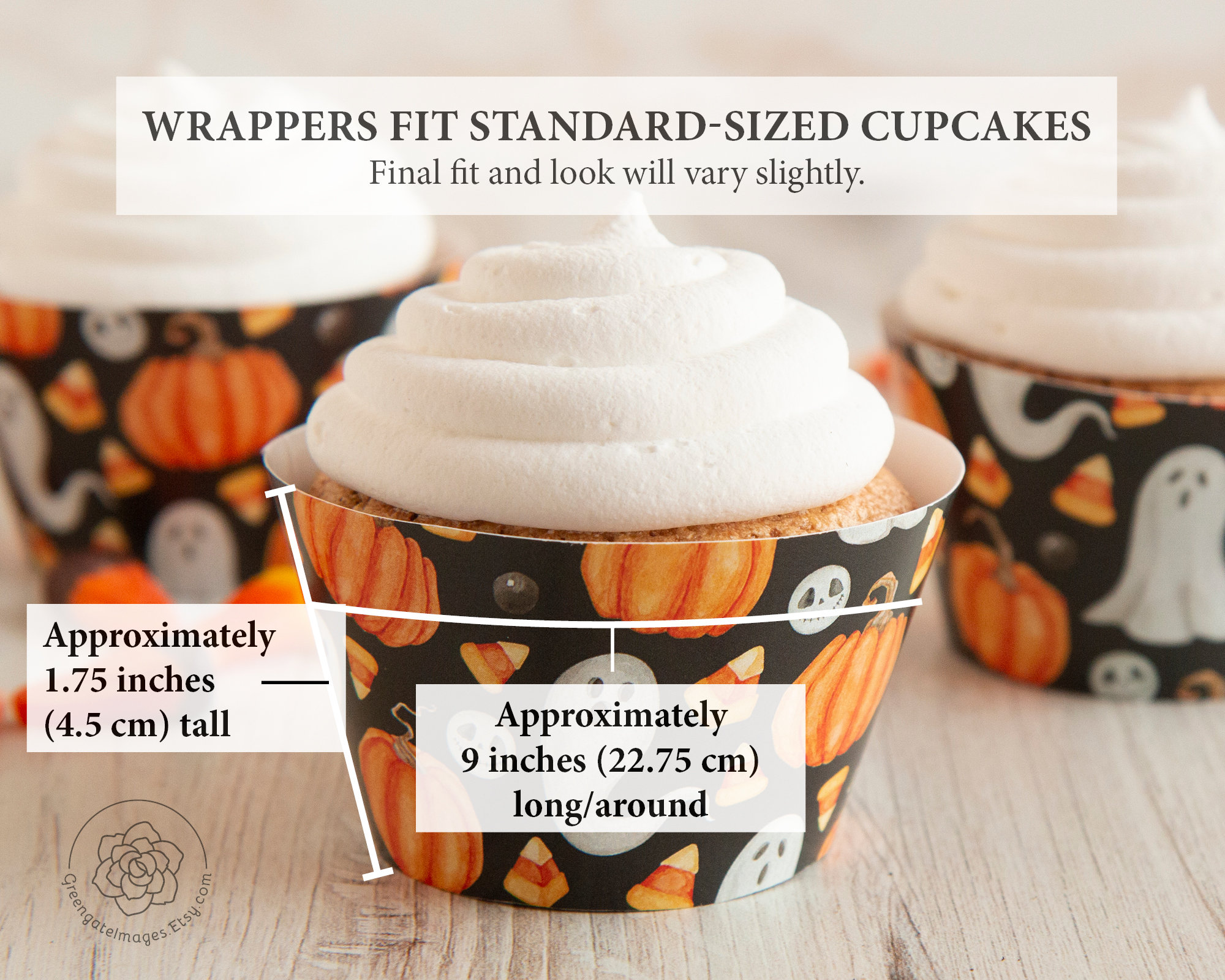 Halloween Cupcake Wrappers - Printable Cupcake Wraps With Watercolor ...