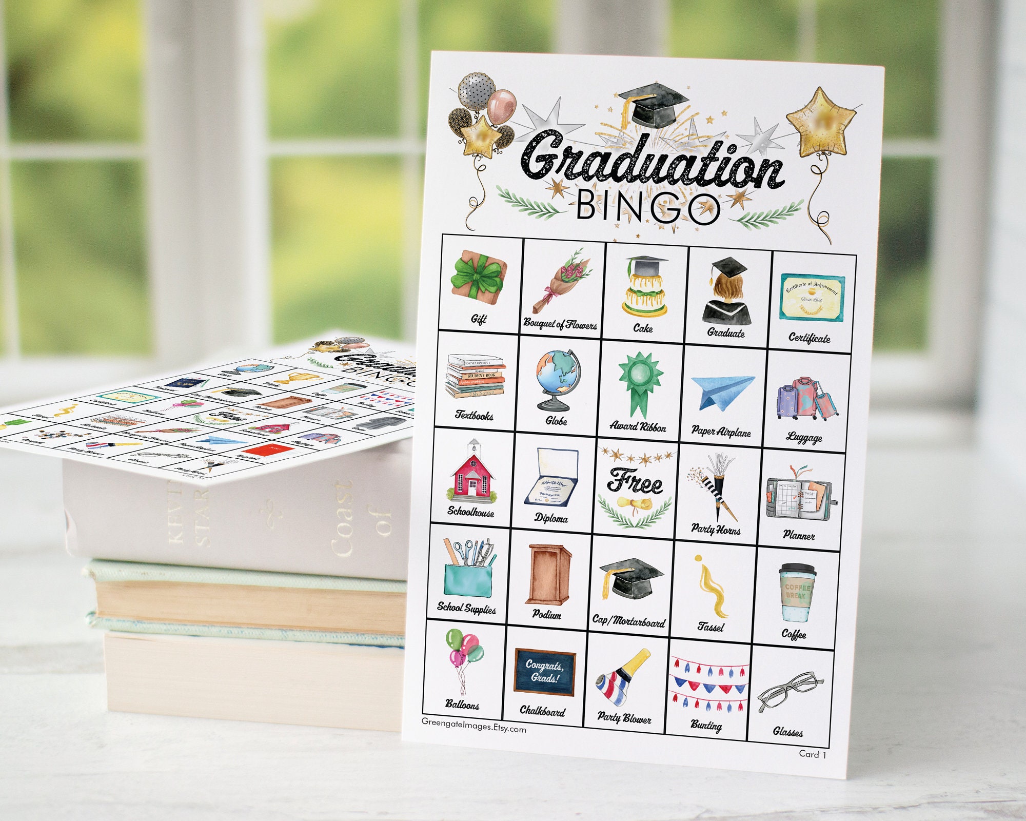 Graduation Bingo Cards - 50 PRINTABLE Unique Cards. Instant Digital ...