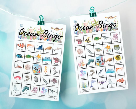Ocean Bingo Cards: Printable Bingo Cards 50 Cards Kids Game - Etsy