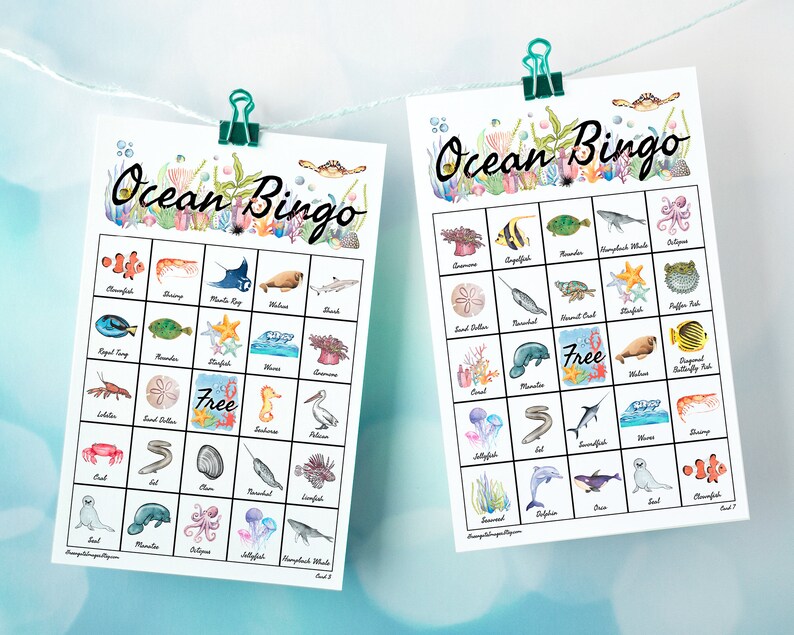 Ocean Bingo Cards: Printable Bingo Cards 50 Cards Kids Game - Etsy