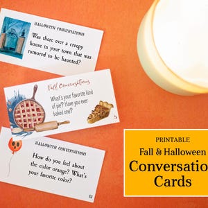 Fall & Halloween Conversation Cards - PRINTABLE Instant Download. 40 ...