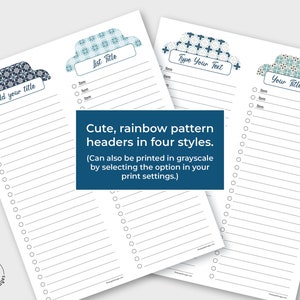 Printable List Paper - Editable/fillable Instant Download PDF. To-do ...