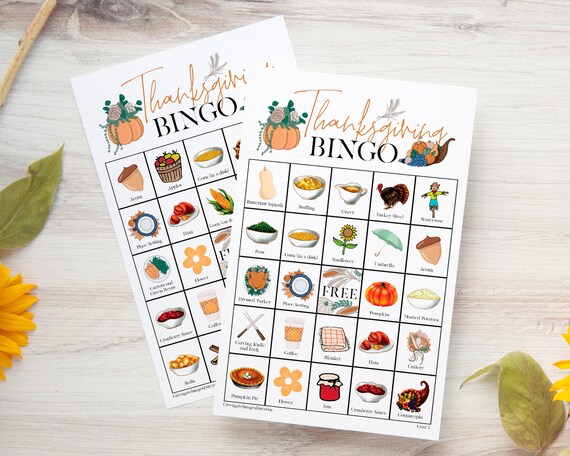 Thanksgiving Bingo Cards: Printable Bingo 50 Cards Senior | Etsy