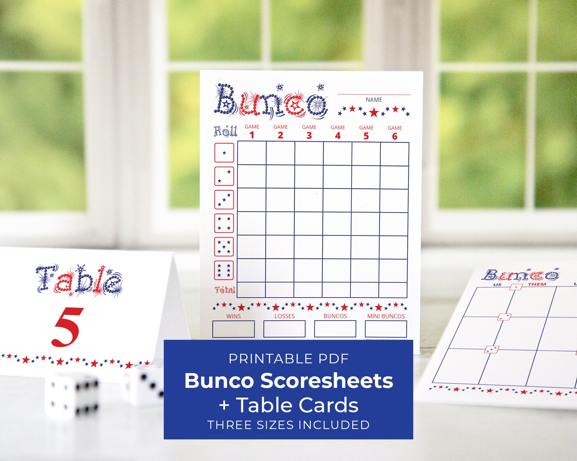 Bunco Scorecard Set - PRINTABLE Digital Download PDF W/tally Sheet ...