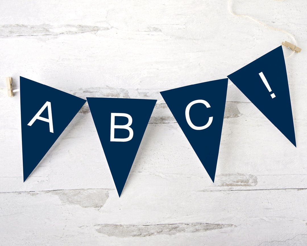 Navy Letter Banner - PRINTABLE, Editable Banner PDF. Instant Digital ...