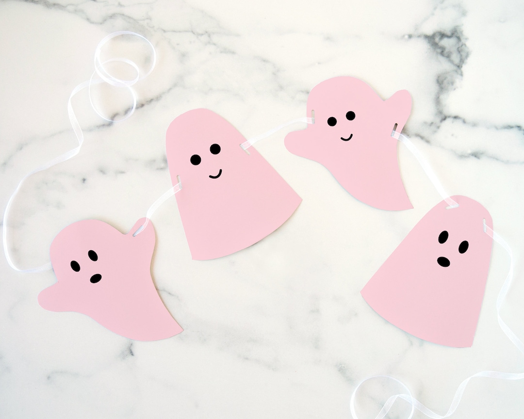 Pink Ghost Garland - Printable Banner, Halloween Printable, Ghost ...