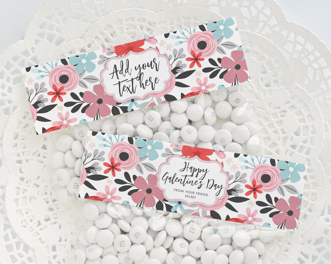 6.5 Valentine Floral Bag Toppers PRINTABLE Sandwich Bag Card, Ziplock ...
