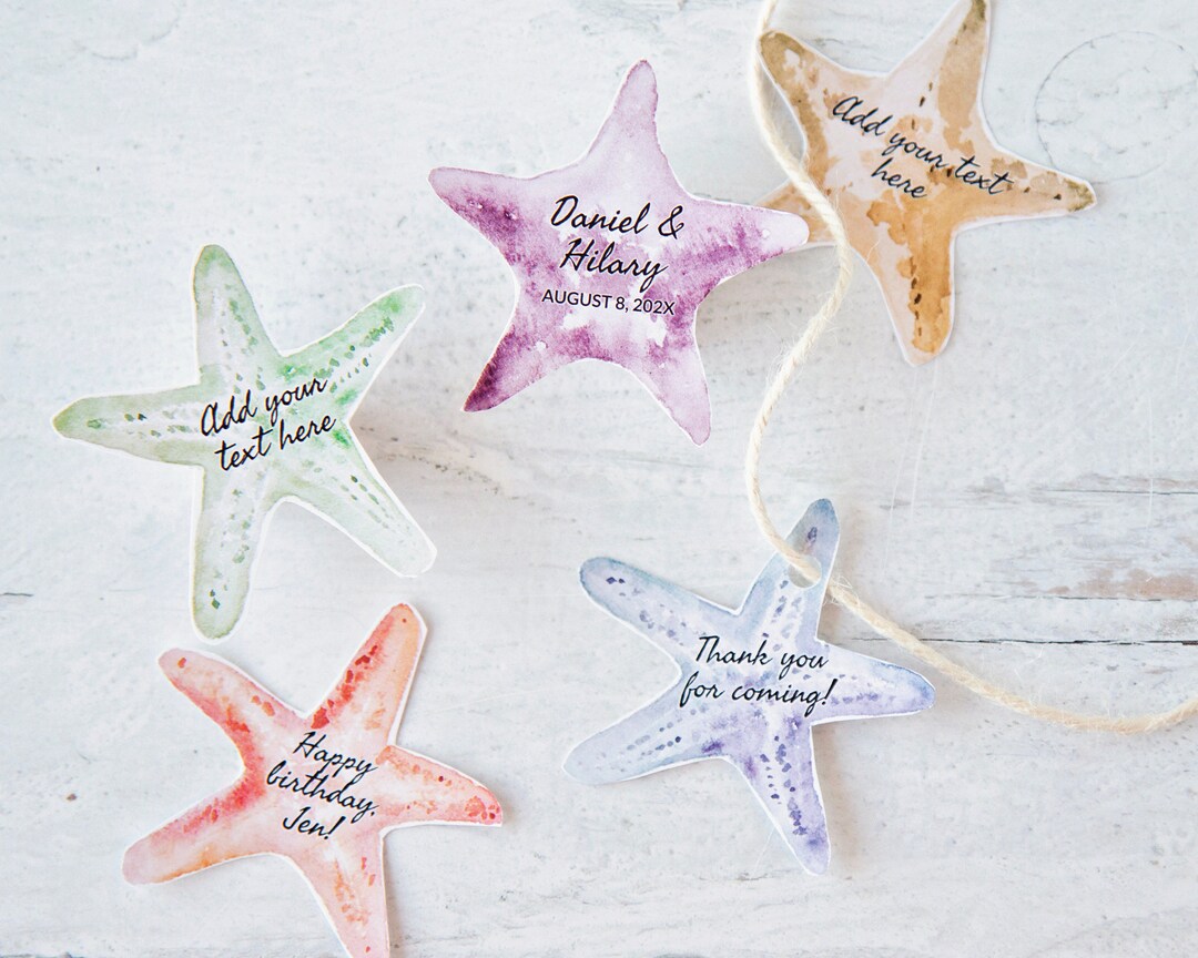 Starfish Gift Tags - Printable Gift Tag, Editable Corjl, Favor Bag Tag ...