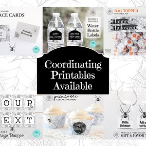 Spiderweb Halloween Water Bottle Label - Printable, Corjl Editable ...