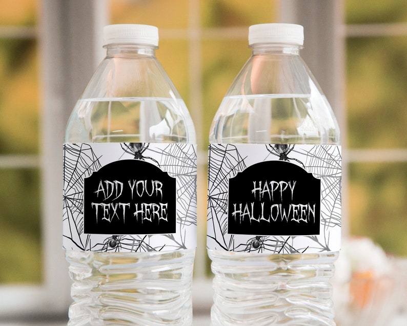 Spiderweb Halloween Water Bottle Label Printable Corjl - Etsy