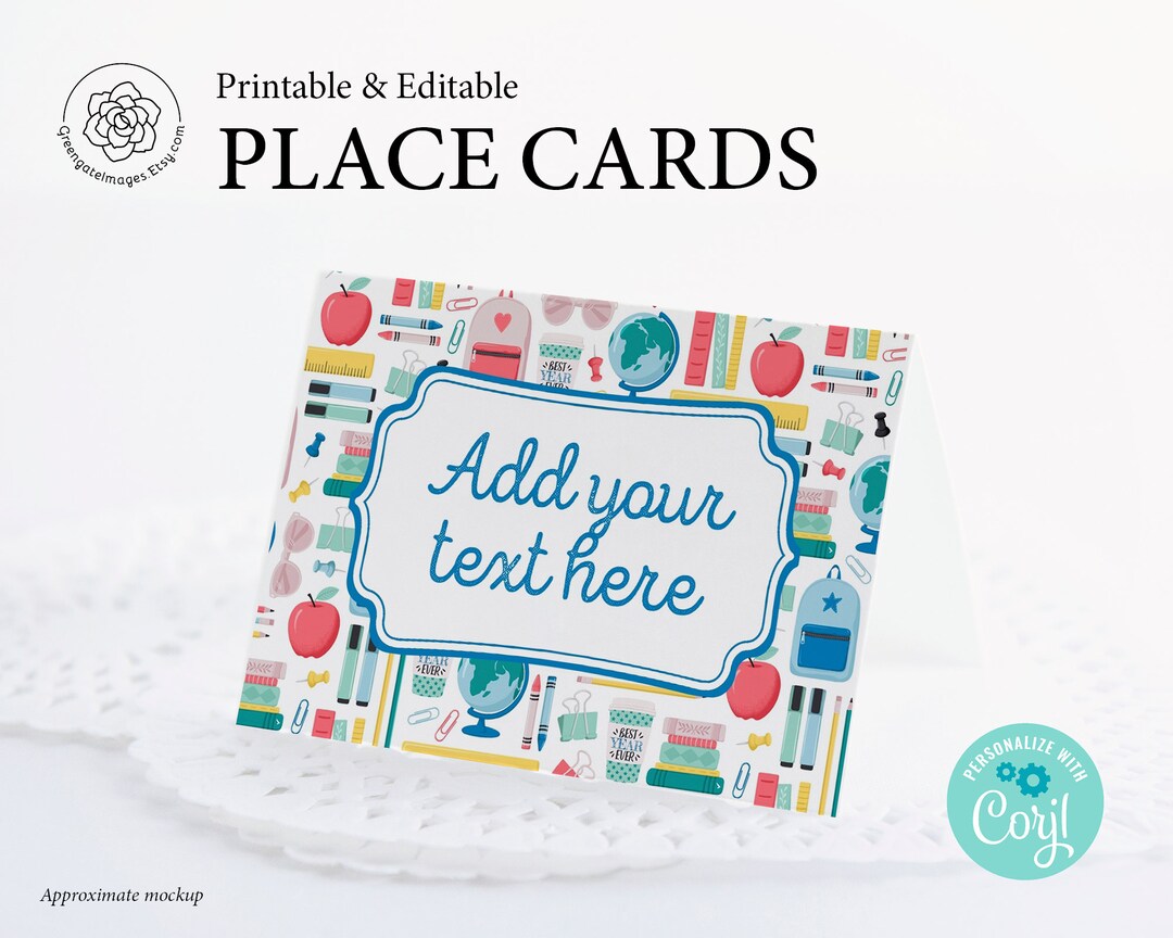 School Buffet Signs Printable Placecards, Corjl, Buffet Cards, Food ...