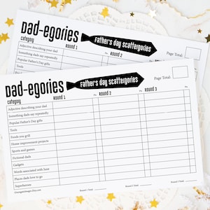 Father's Day Scattergories - PRINTABLE Digital Download PDF. Party Game ...